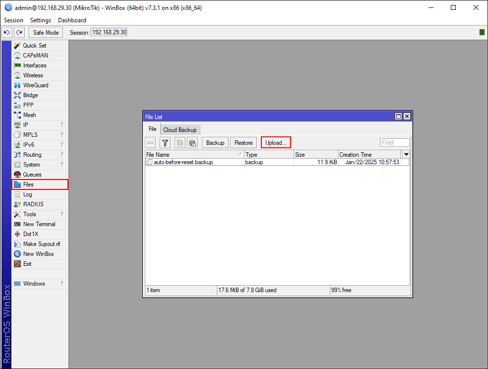 How To Backup Mikrotik Configuration Winbox?