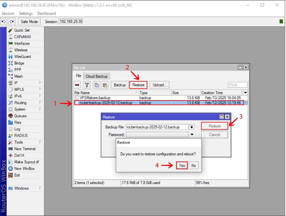 How To Backup Mikrotik Configuration Winbox?