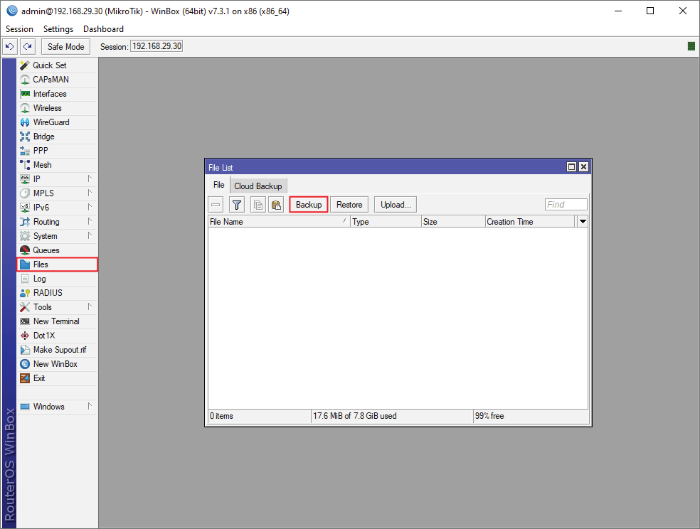How To Backup Mikrotik Configuration Winbox